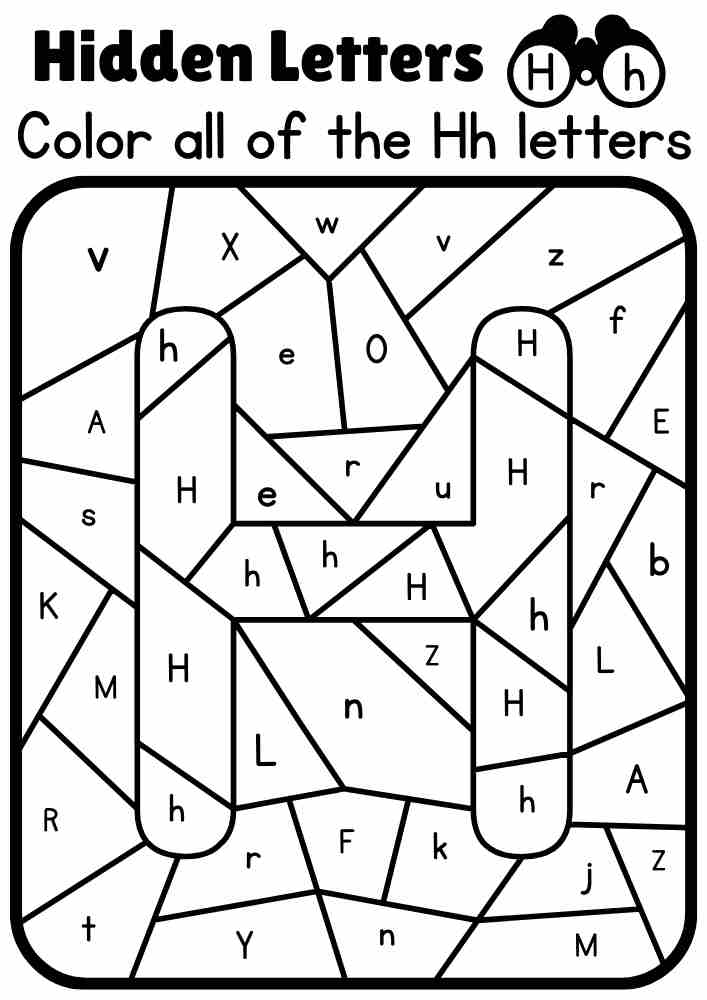 H Capital Letter Color all of the Hh letters and find the hidden letter ...