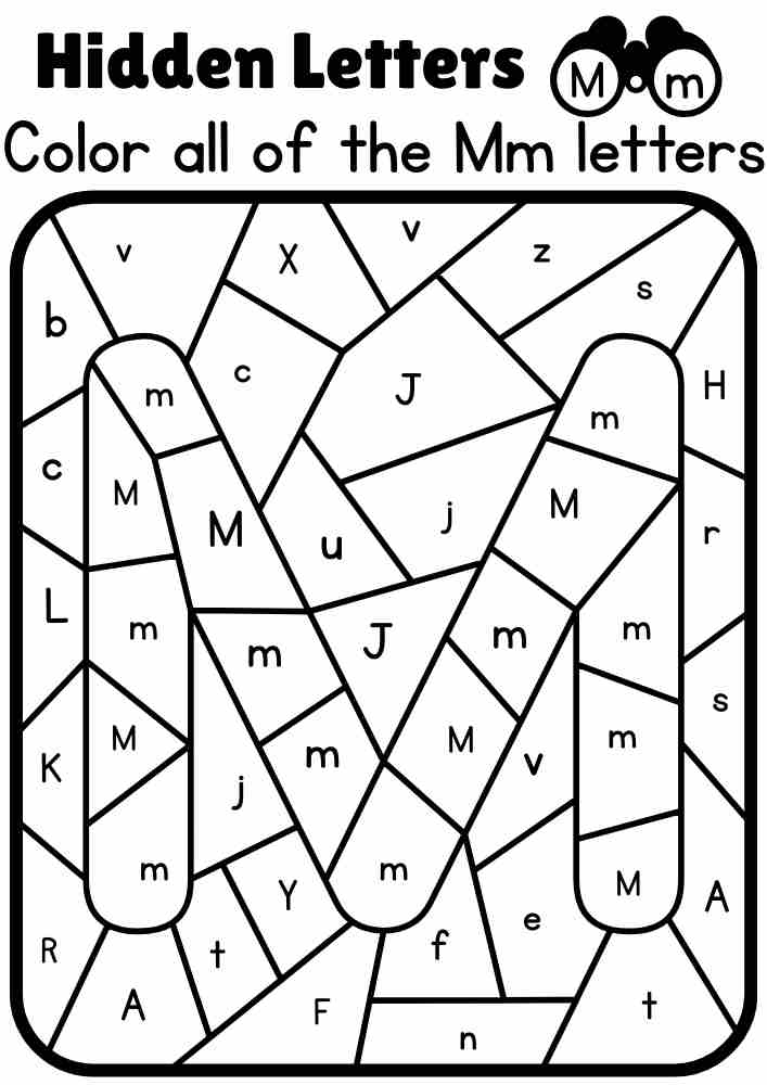 M Capital Letter Color all of the Mm letters and find the hidden letter ...