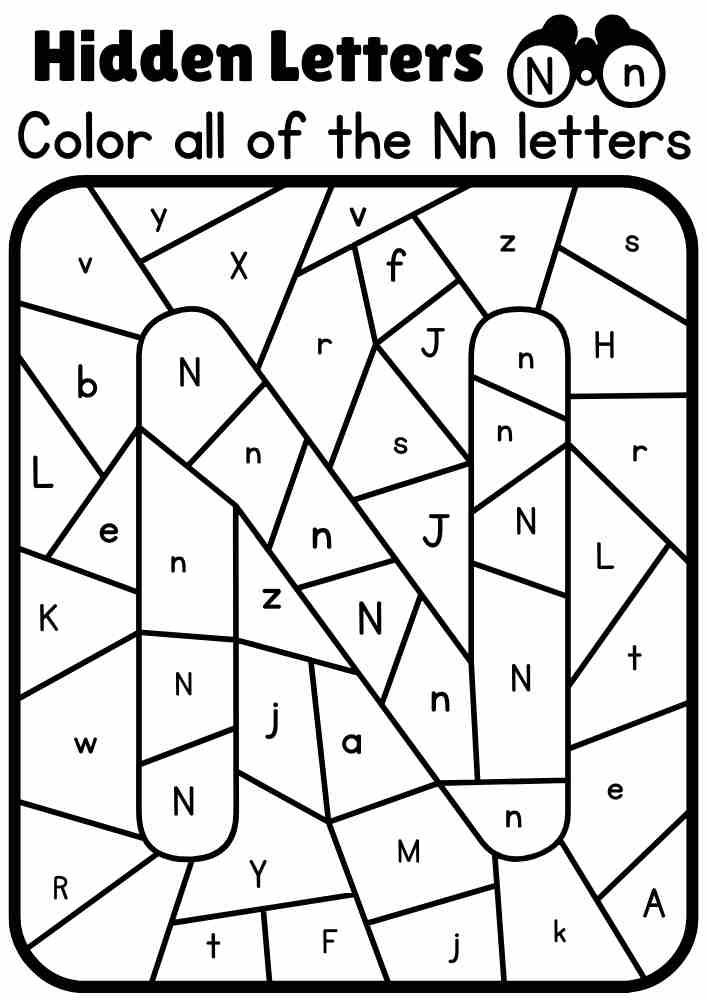 N Capital Letter Color all of the Nn letters and find the hidden letter ...