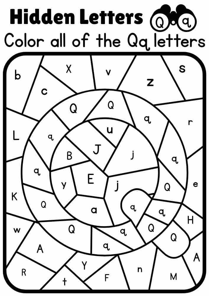 Q Upper Case Letter. Color all of the Qq letters and find the hidden ...