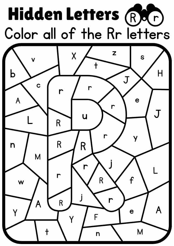 R Upper Case Letter. Color all of the Rr letters and find the hidden ...