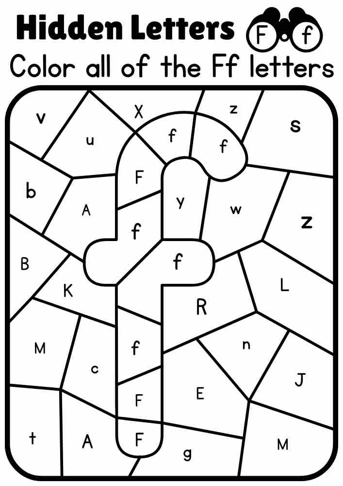 f Small Letter Color all of the Ff letters and find the hidden letter ...