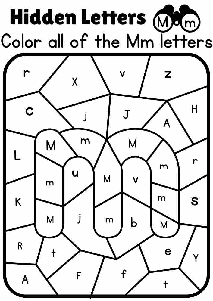 m Small Letter Color all of the Mm letters and find the hidden letter ...