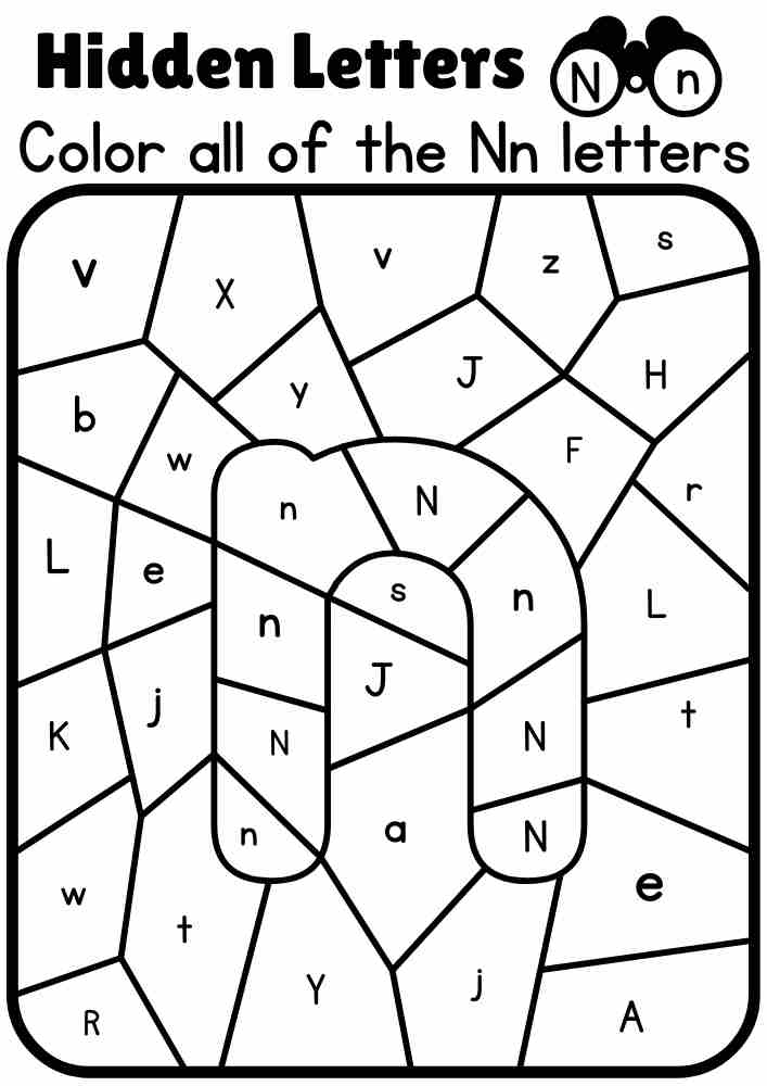 n Small Letter Color all of the Nn letters and find the hidden letter ...
