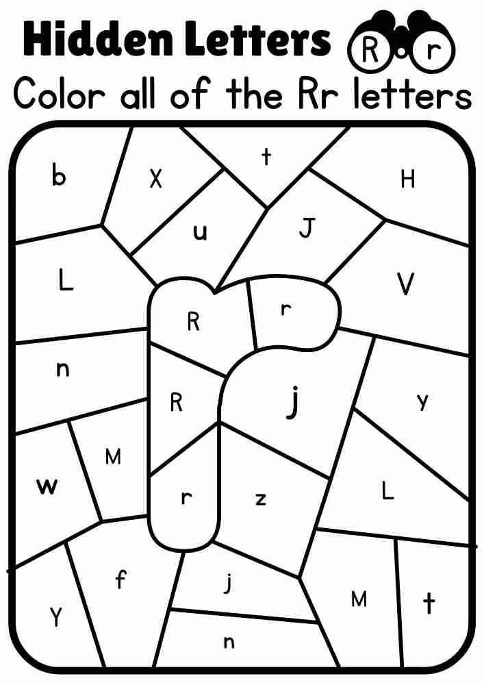 r Lower Case Letter. Color all of the Rr letters and find the hidden ...