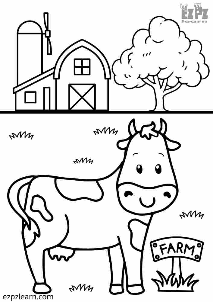 Cow at the Farm Interactive Coloring Page. Color Online then Download ...