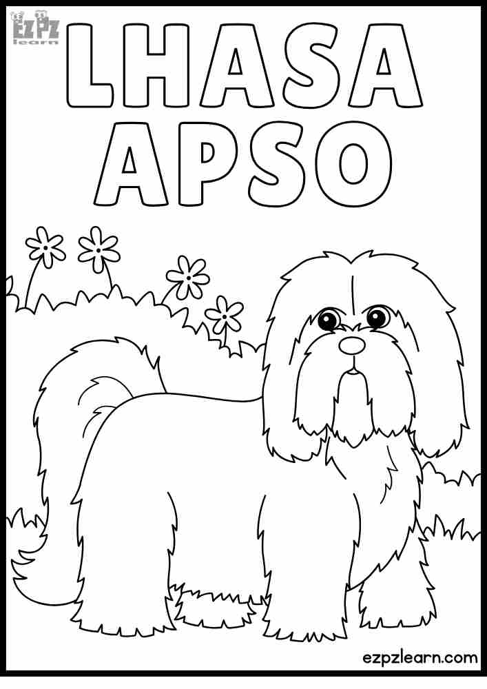 Fluffy Lhasa Apso coloring page for kids! Color online or print a free ...