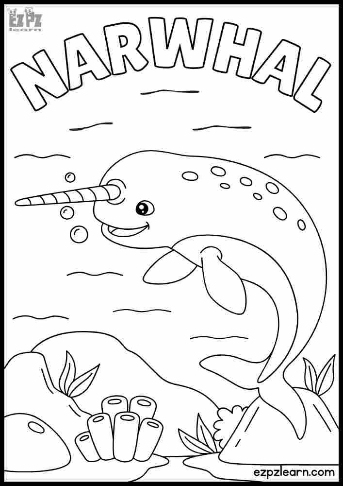 Narwhal Interactive Coloring Page. Color Online, Download and Print ...