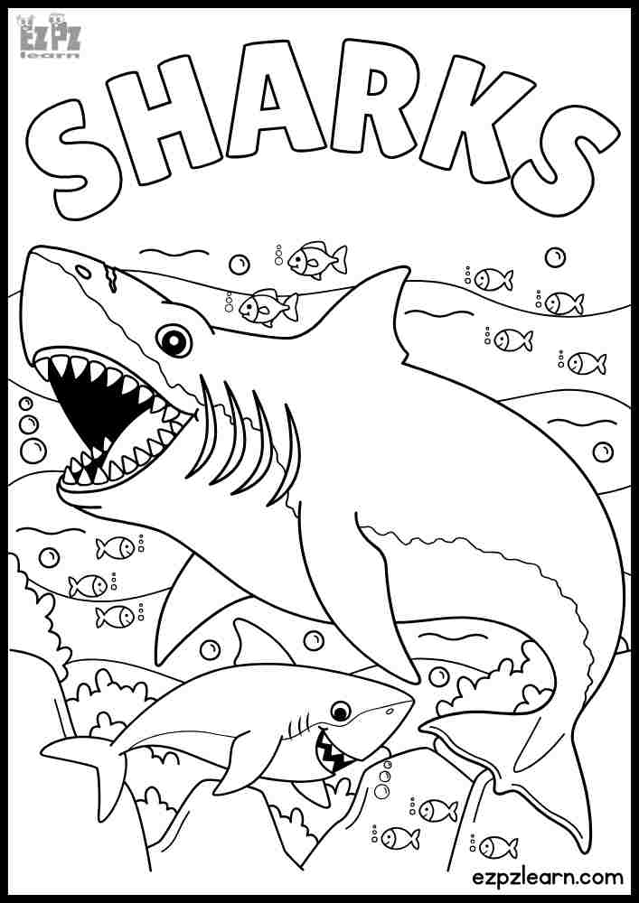 Sharks Interactive Coloring. Color Online, Download and Print. Free ...