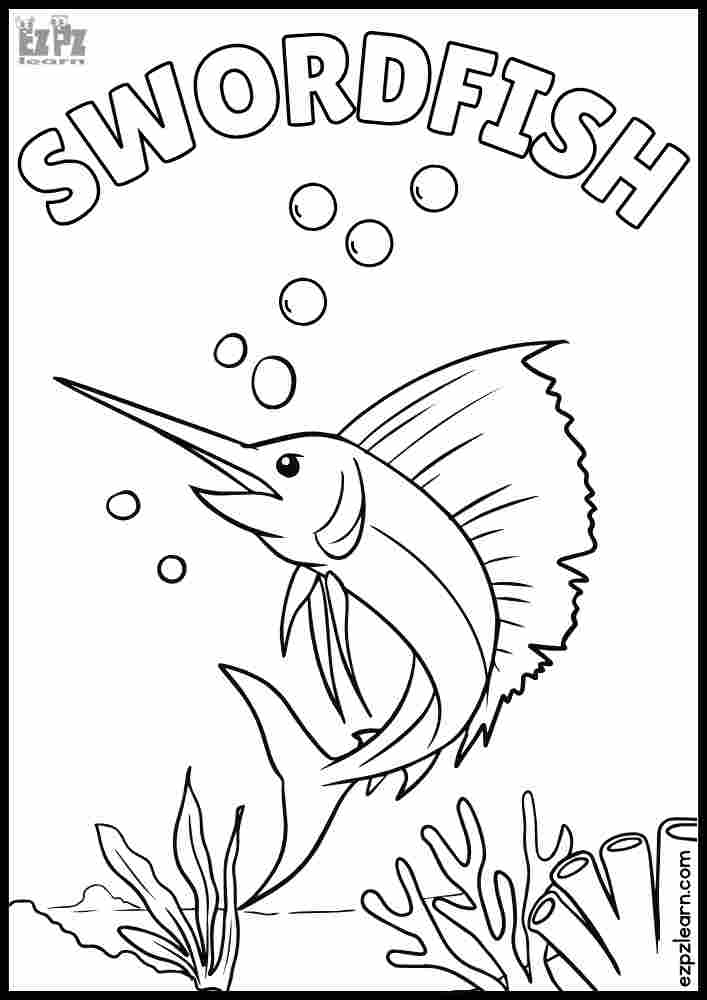 Swordfish Interactive Coloring Page. Color Online, Download and Print ...