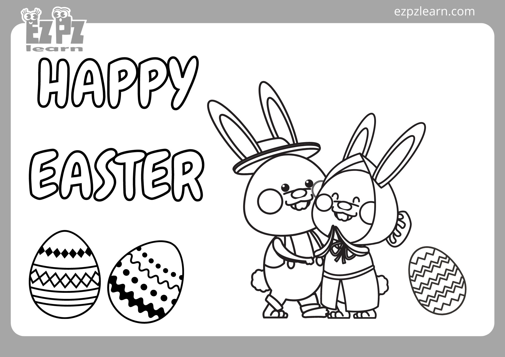 Happy Easter coloring page 3 - Ezpzlearn.com
