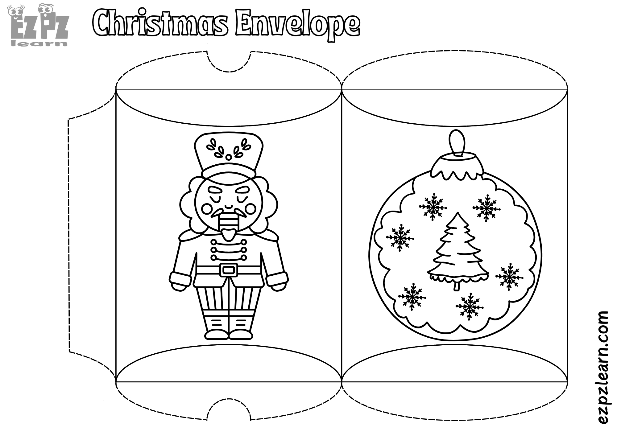Toy Soldier and Christmas Ornament Christmas Envelope Cut and Color ...