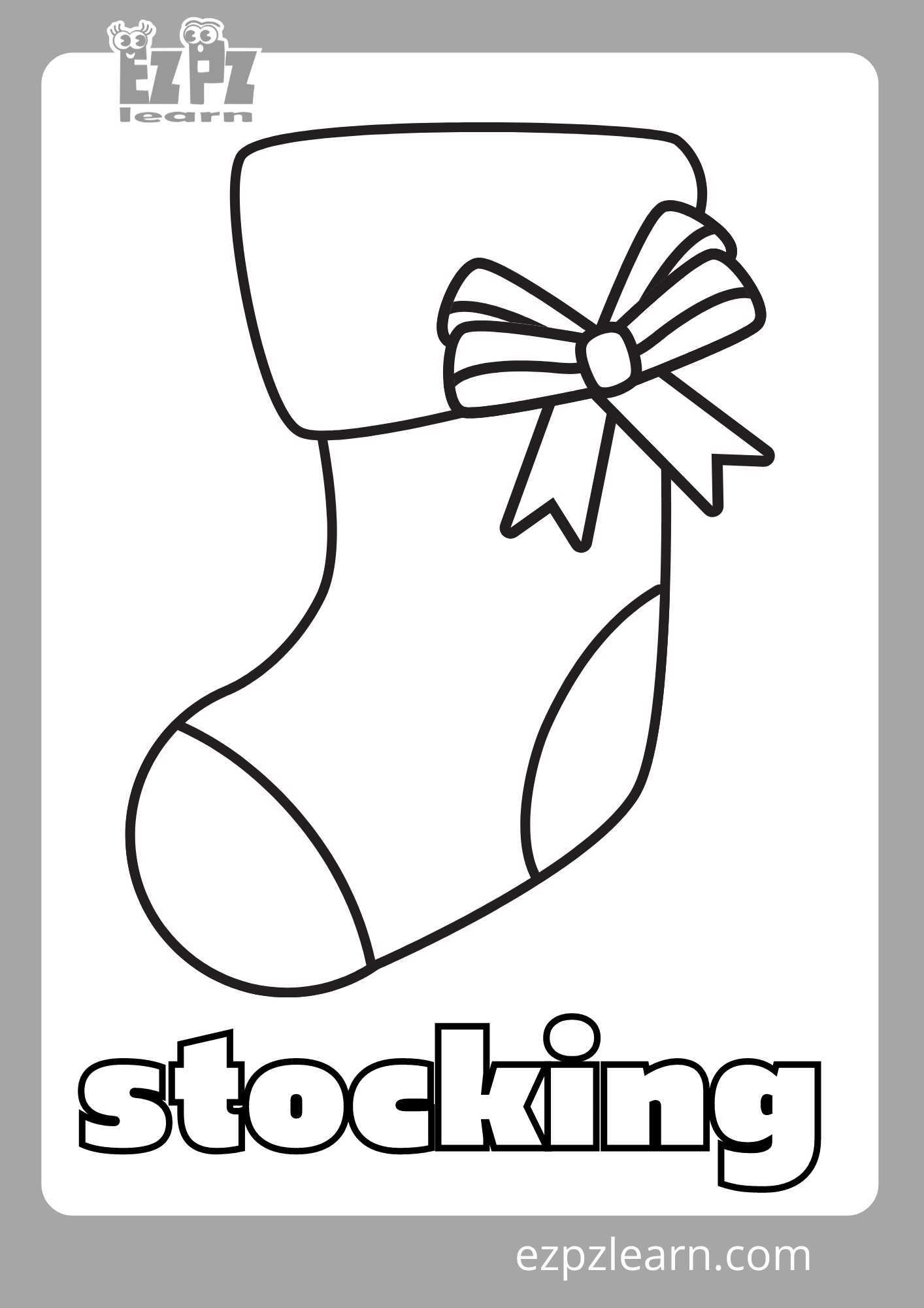 Stocking Coloring Page - Ezpzlearn.com