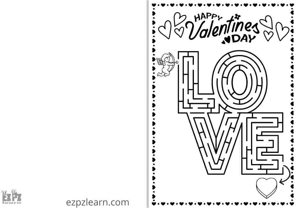 Happy Valentine Love Maze Card for Kids Kindergarten Classroom ...