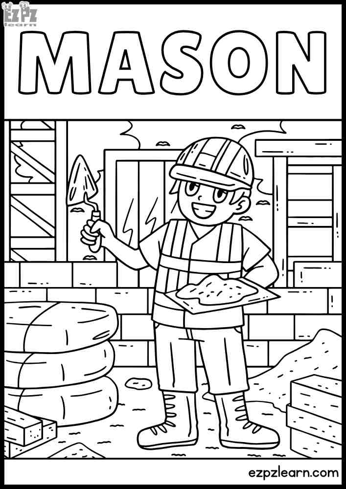 Mason Job Interactive Coloring Page. Color Online, Download, and Print ...