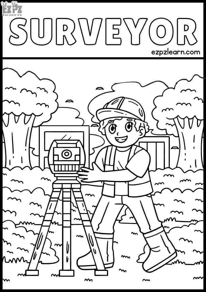 Surveyor Job Interactive Coloring Page. Color Online, Download and ...
