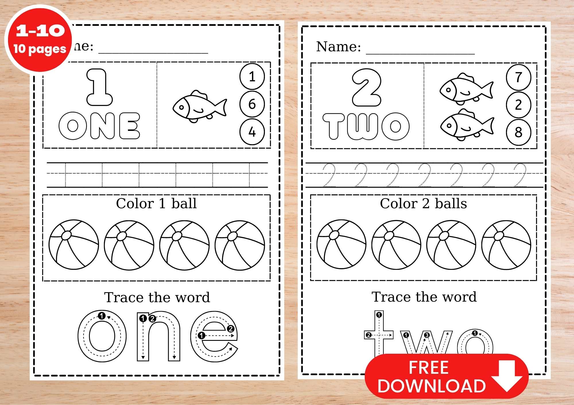 Count and Color to Ten - Ezpzlearn.com