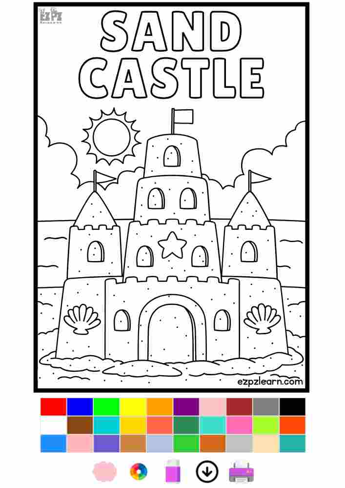 Sand Castle Interactive Coloring. Color Online, Download and Print ...