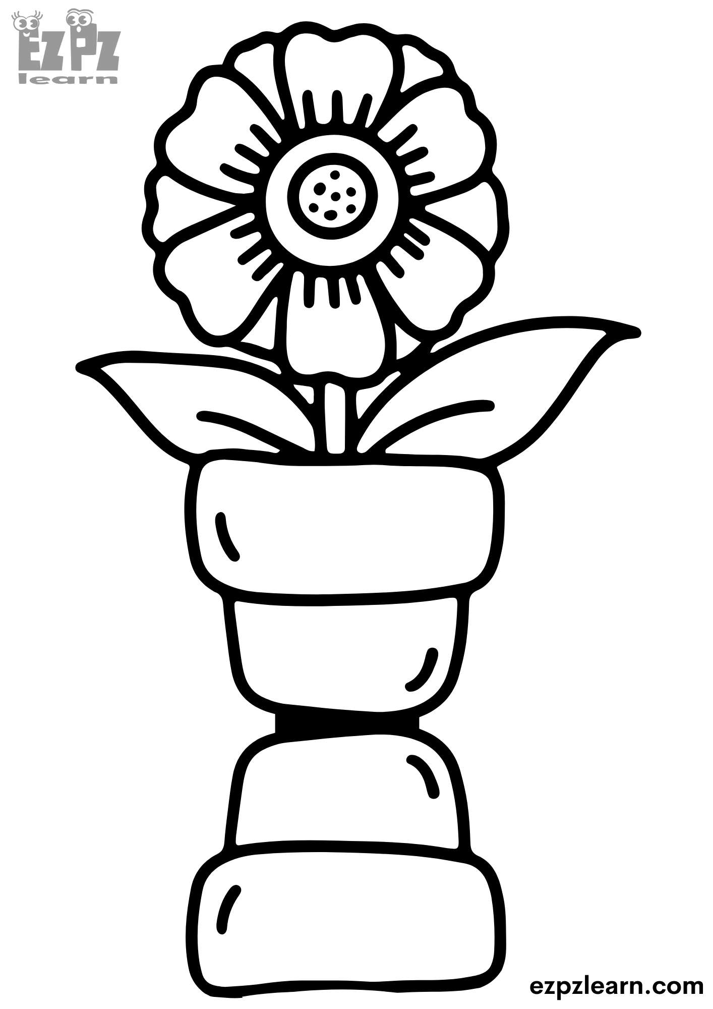 Happy Women's Day Flower Coloring Card for Kindy pdf - Ezpzlearn.com