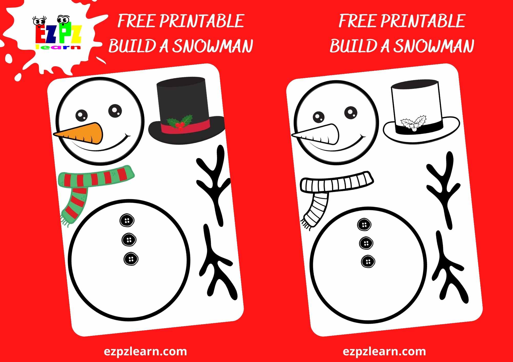 Build a Snowman - Ezpzlearn.com