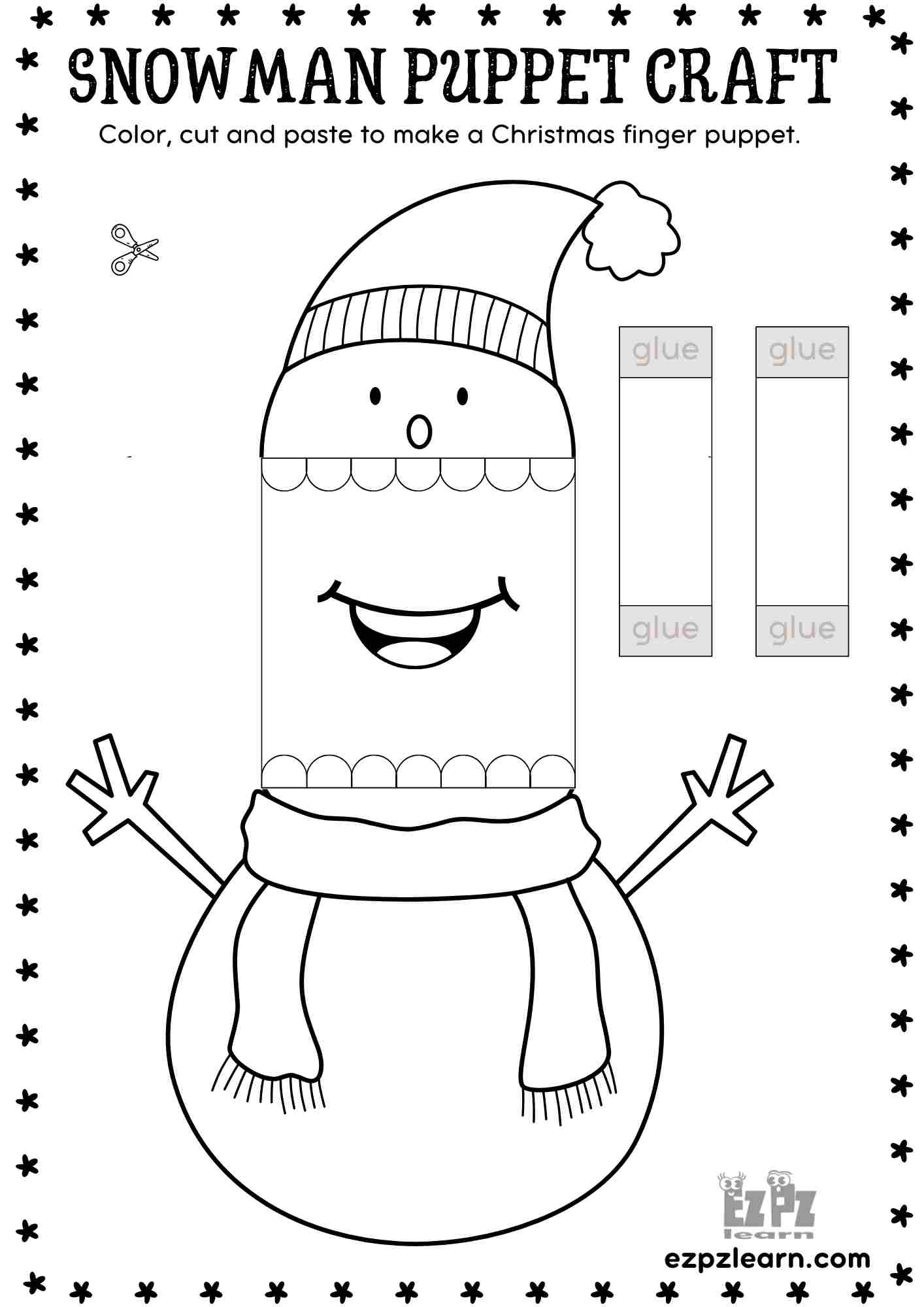 Printable Paper Snowman Christmas Puppet - Festive DIY Craft for Kids ...