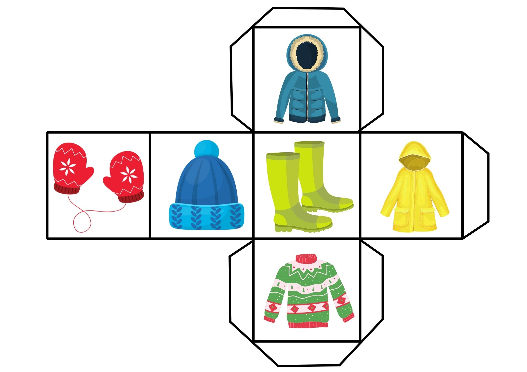 Clothes Winter Dice Game - Ezpzlearn.com