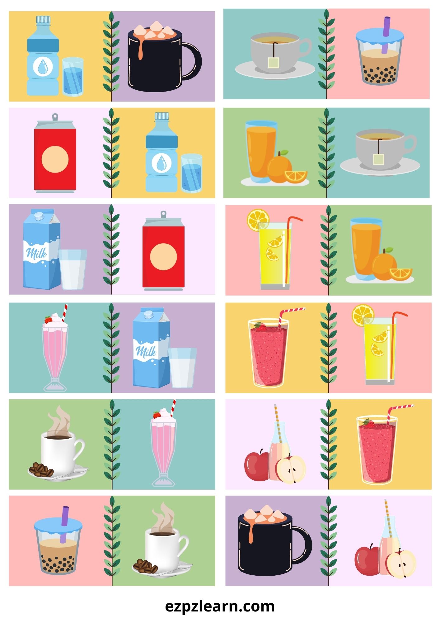 Drinks Dominoes Game With Images - Ezpzlearn.com