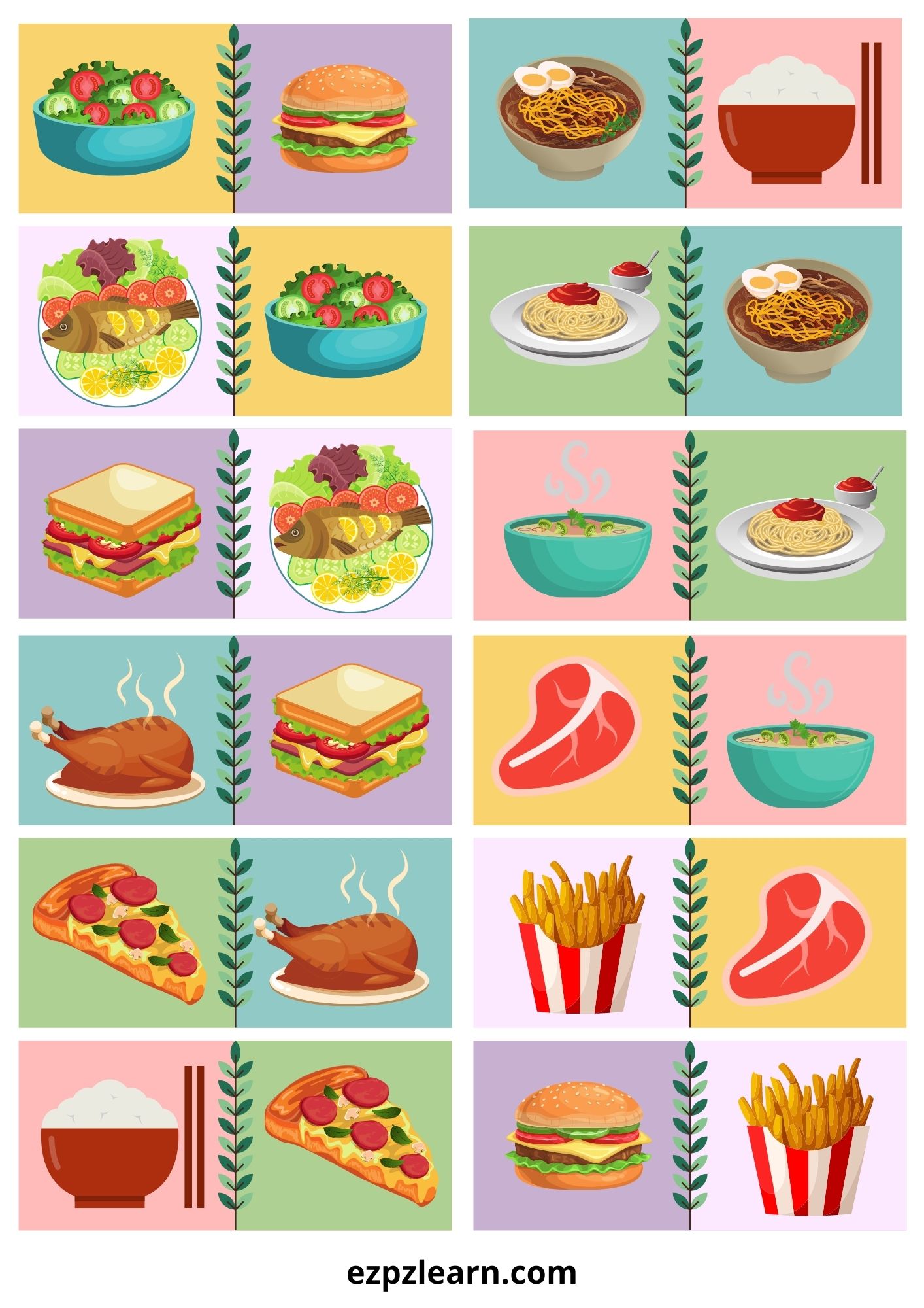 Food Dominoes Game With Images - Ezpzlearn.com