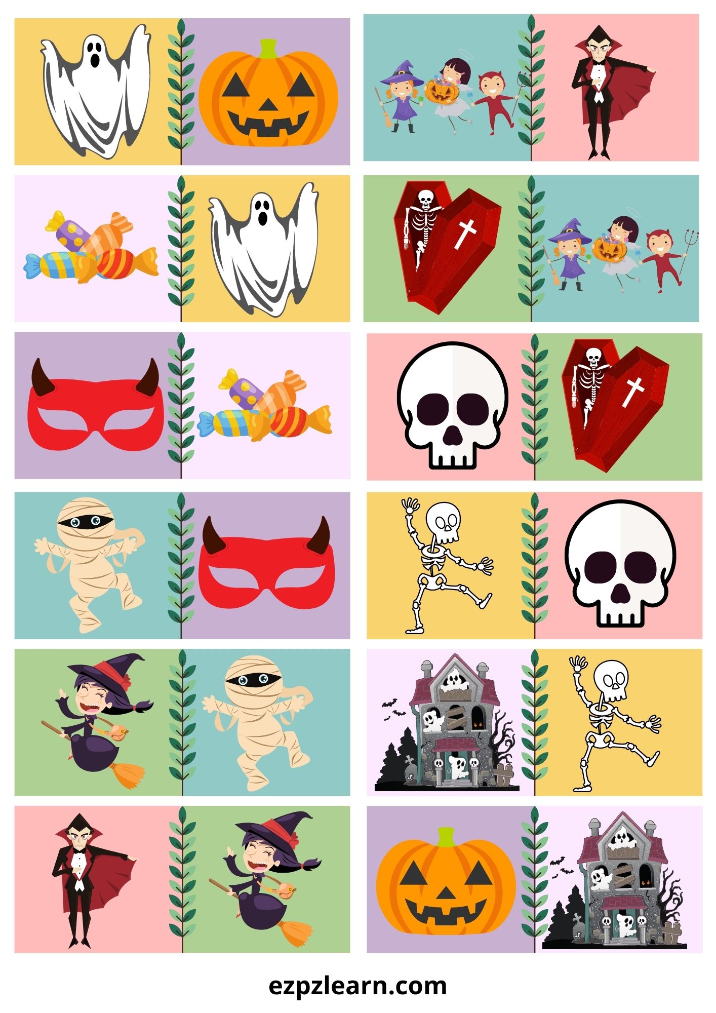 Halloween Dominoes Game With Images - Ezpzlearn.com