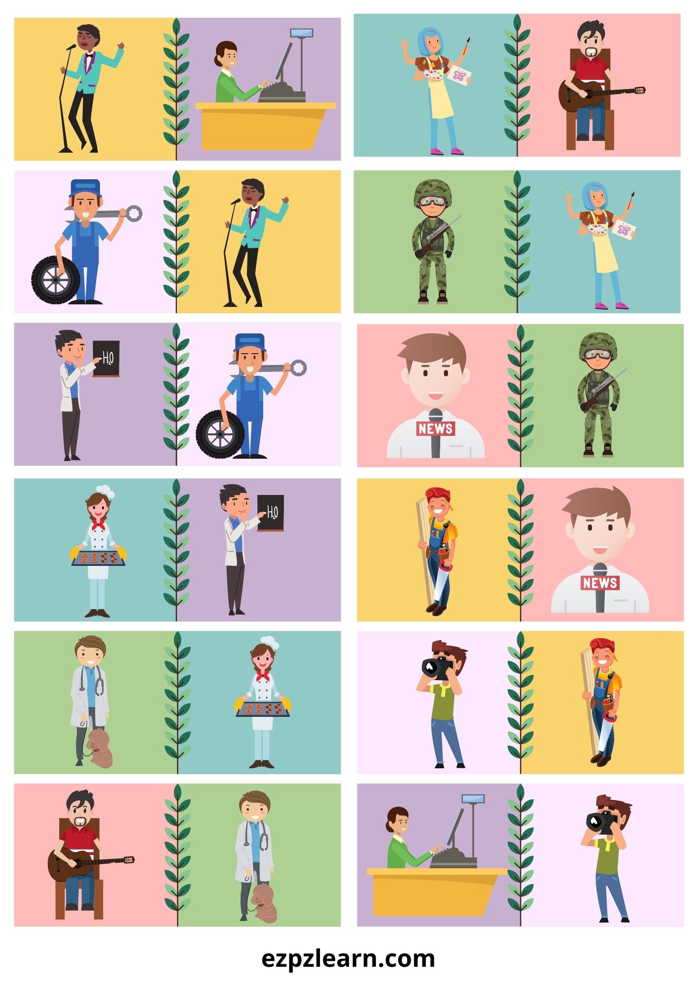 Jobs2 Dominoes Game With Images - Ezpzlearn.com