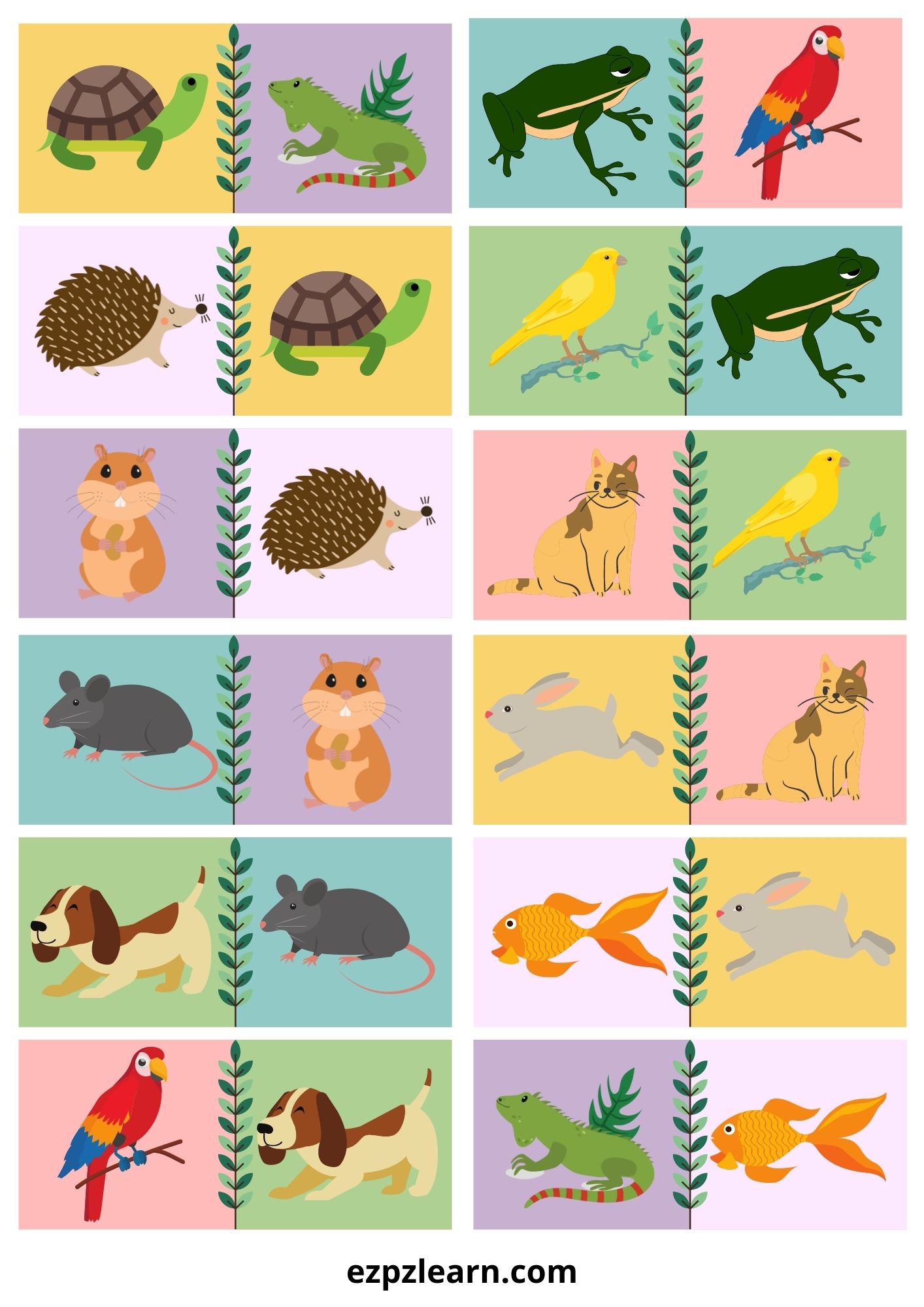 Pets Dominoes Game With Images - Ezpzlearn.com