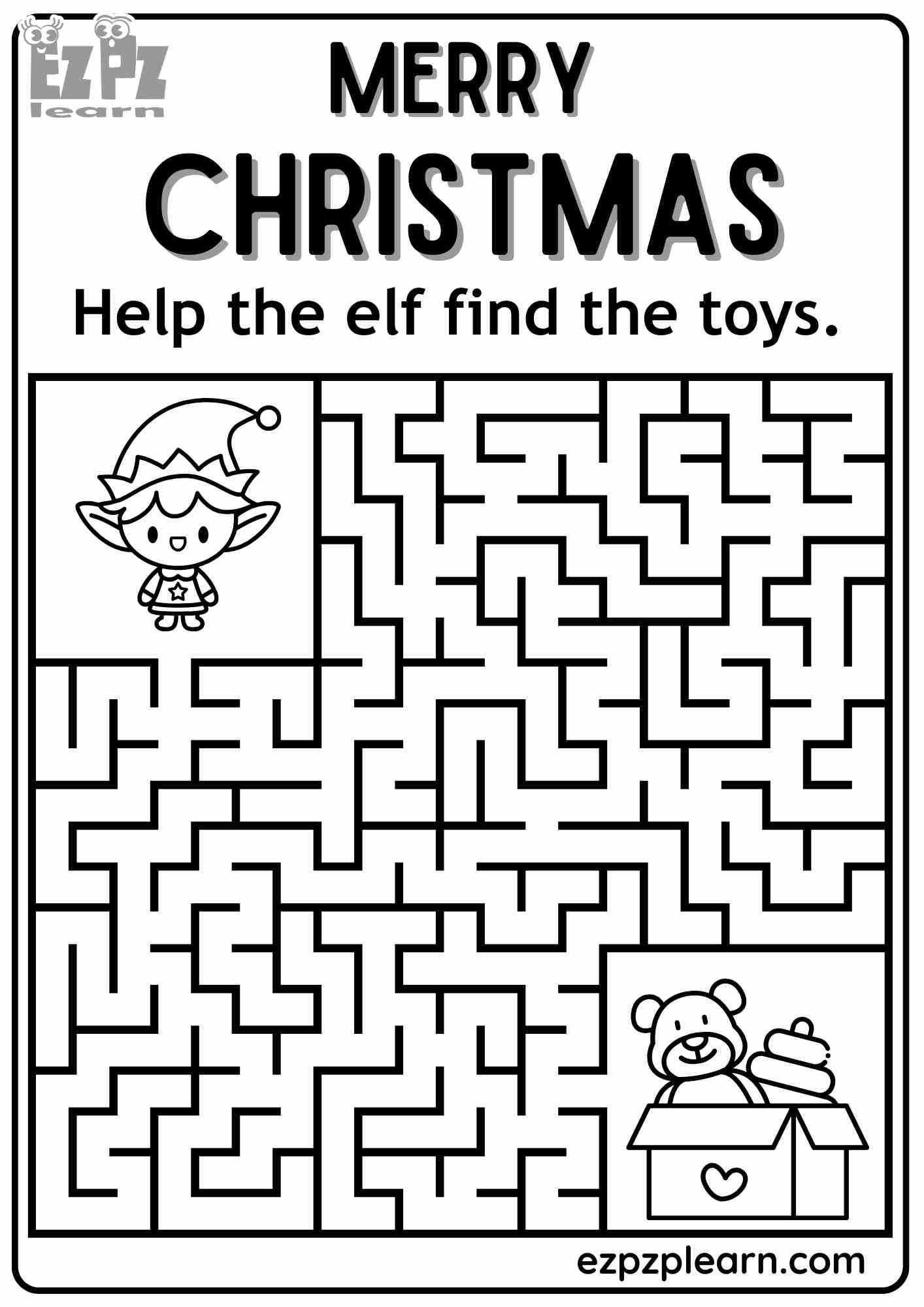 Christmas Holiday Maze Activity Number 2 Great for kindergarten ...