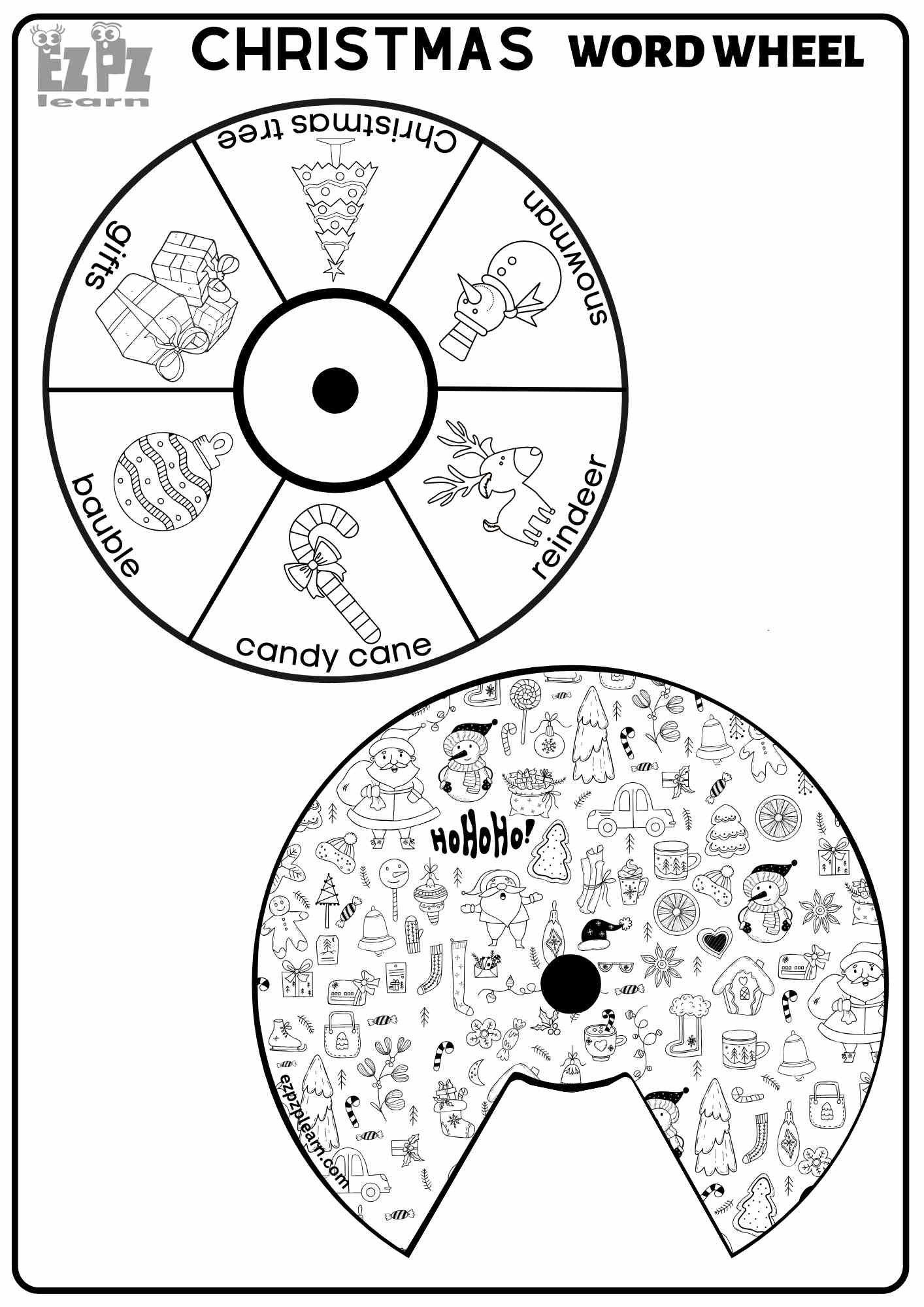 Christmas Holiday Word Wheel Vocabulary Coloring Activity Number 2 ...