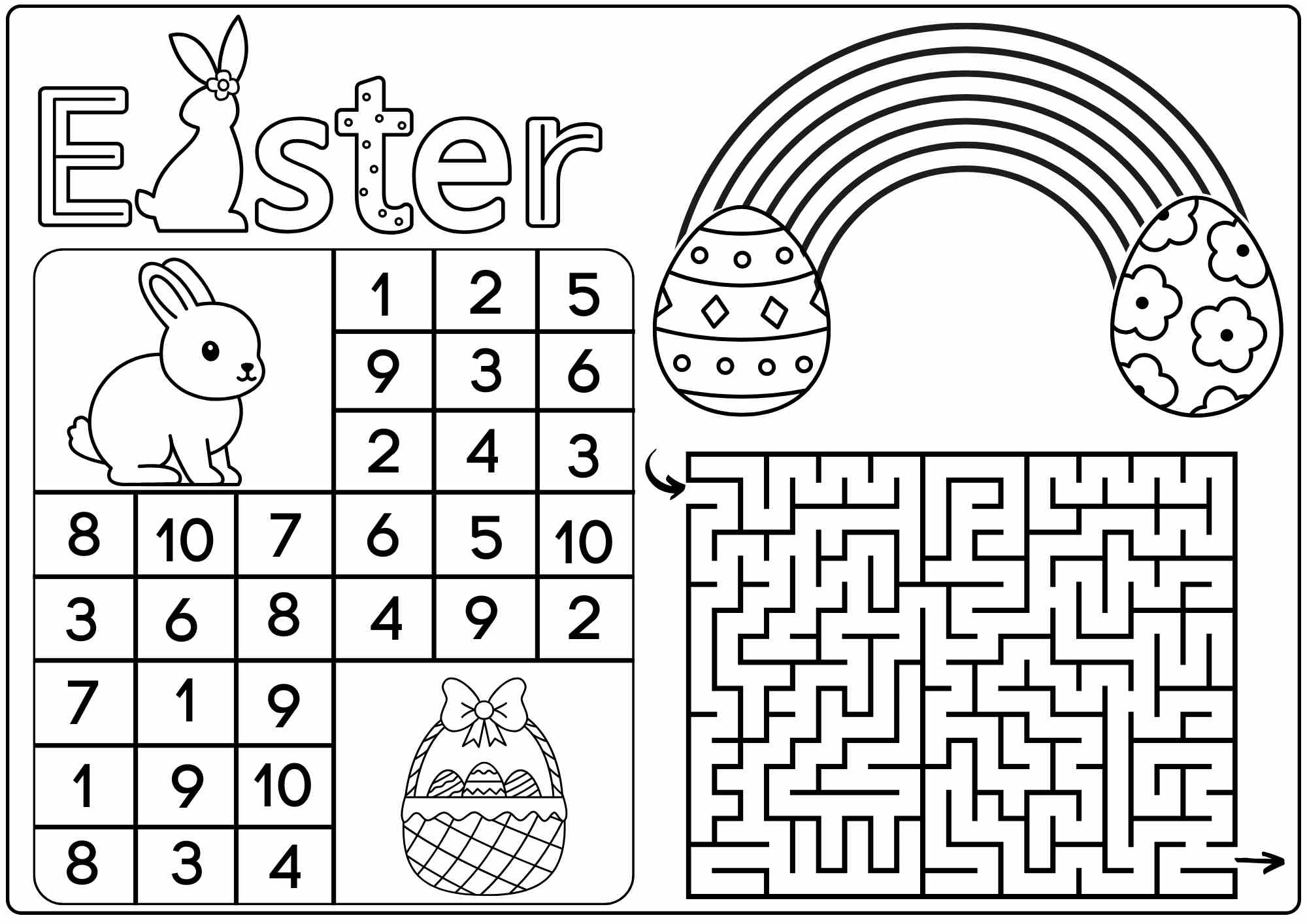 Spring Activity Worksheet Follow the Numbers, Color the Rainbow & Maze ...