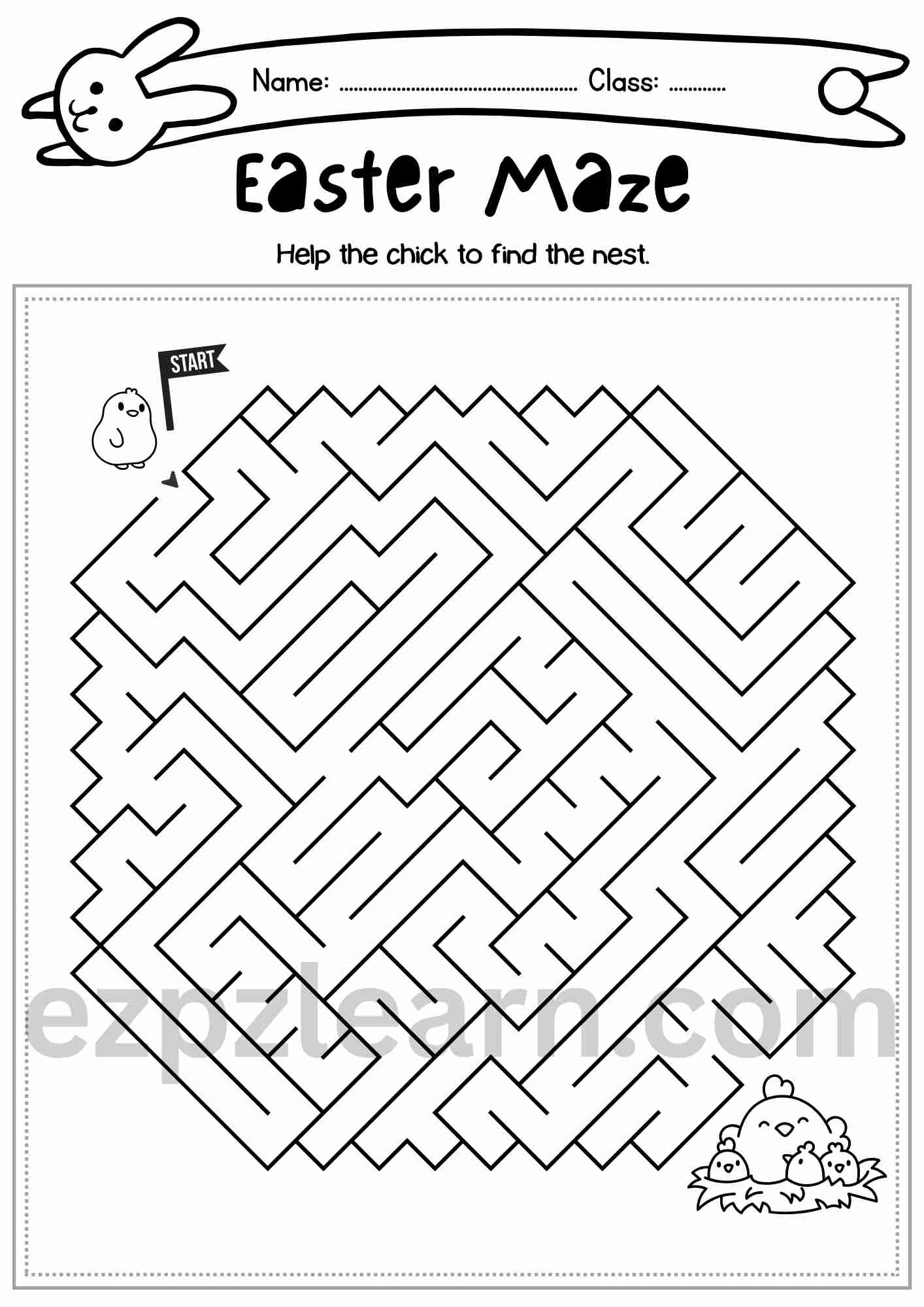 Easter Maze. Help the chick find the nest. Free PDF download ...