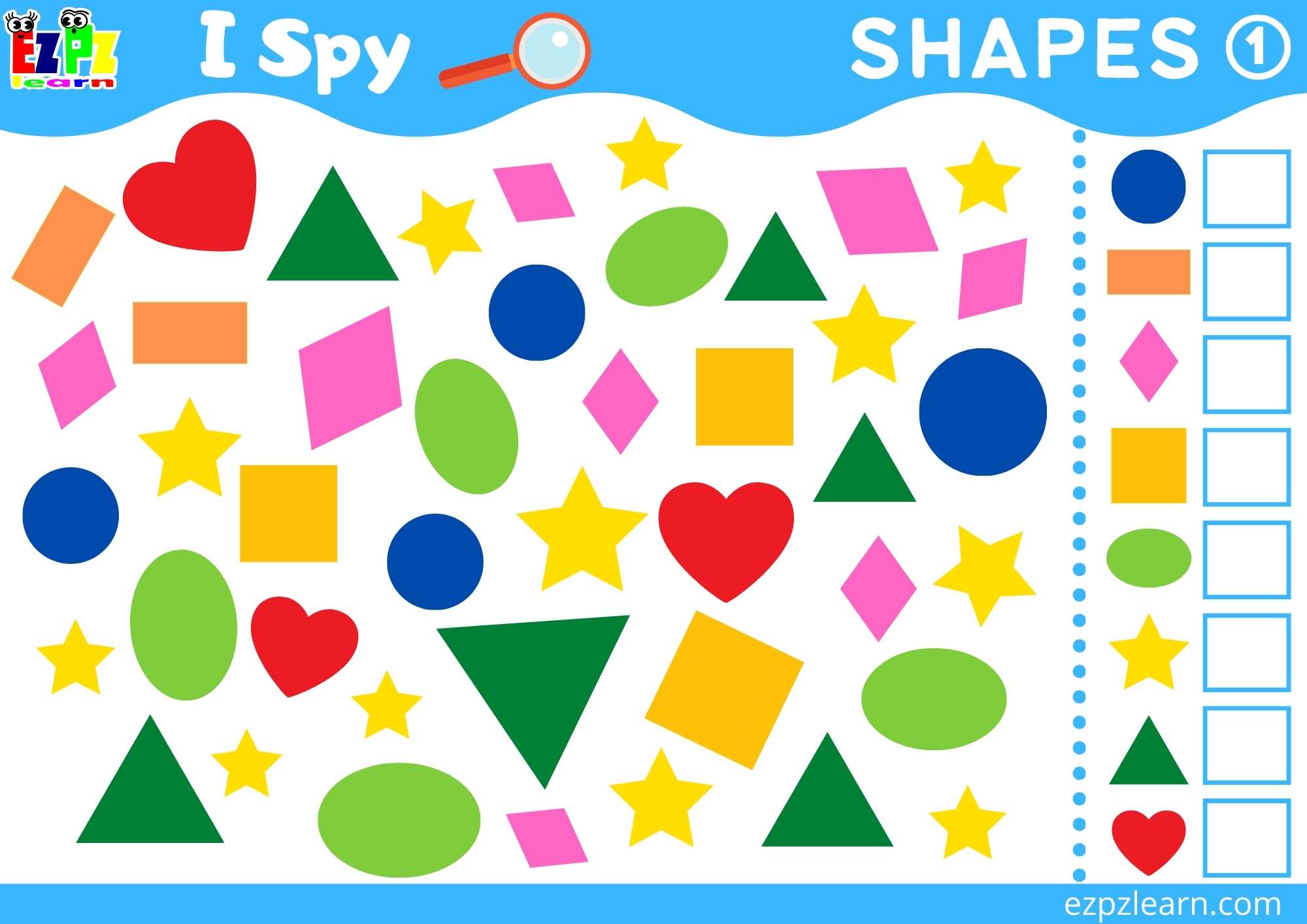 Shapes Topic I Spy Game for kids Free PDF Download - Ezpzlearn.com