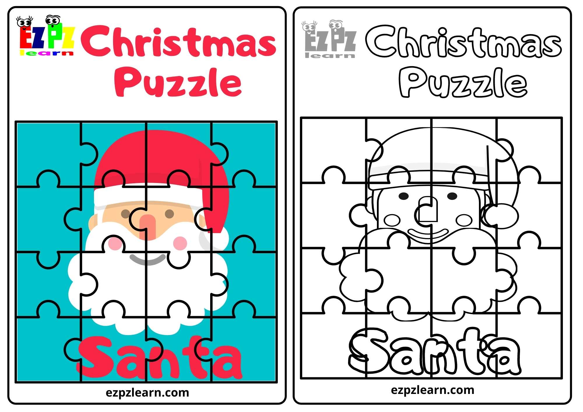 Santa Puzzle Hard - Ezpzlearn.com
