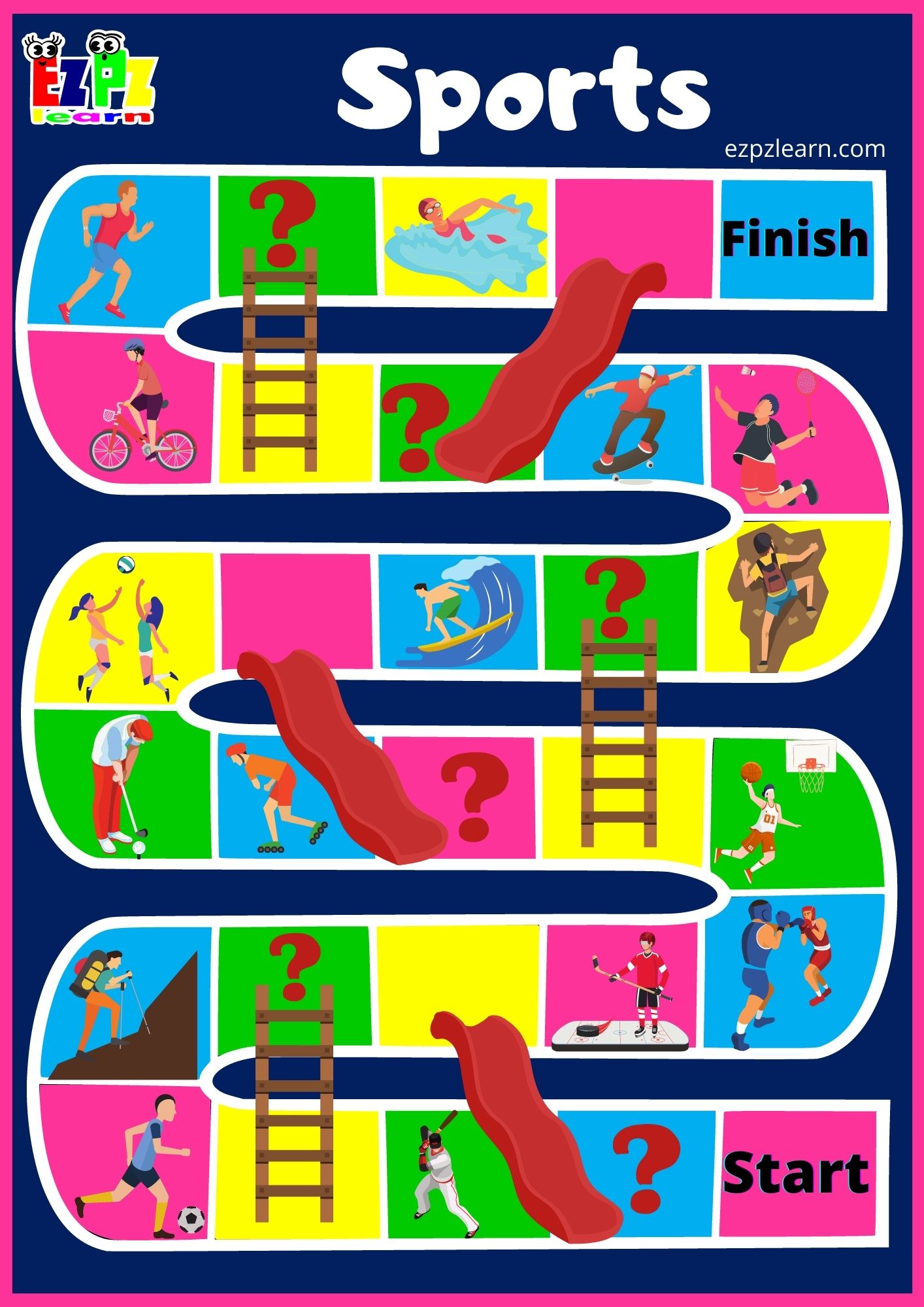 Sports Slides and Ladders Game - Ezpzlearn.com