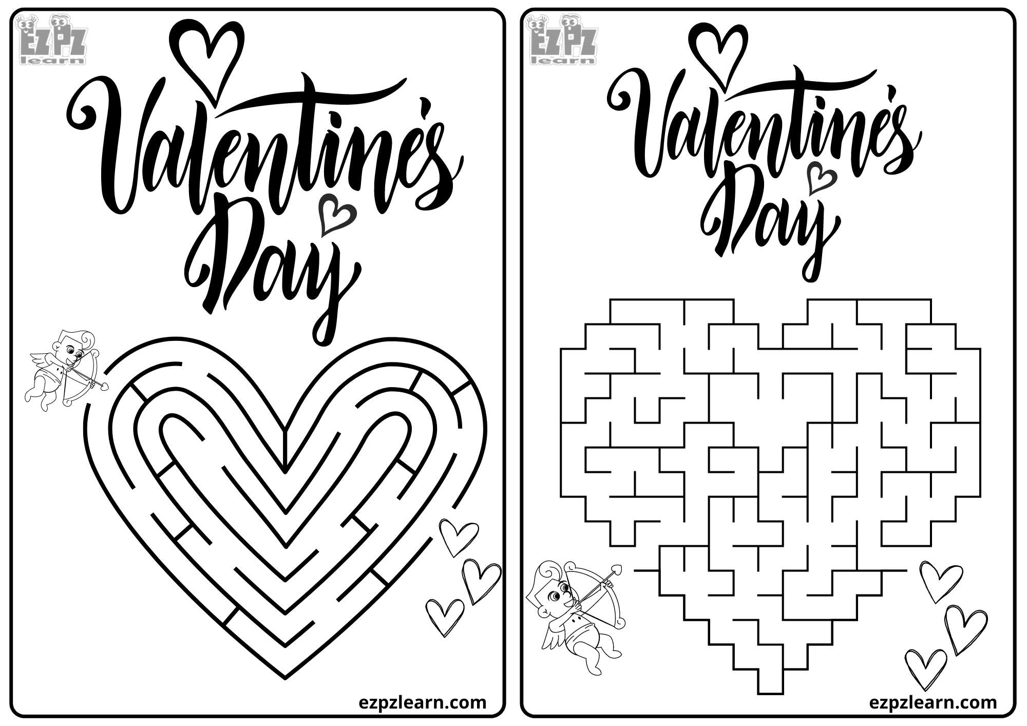 Maze For Valentine's Day PDF Download - Ezpzlearn.com