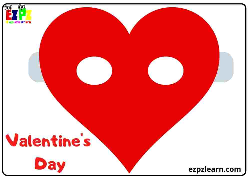 Valentines Day Heart Mask for Kids - Ezpzlearn.com