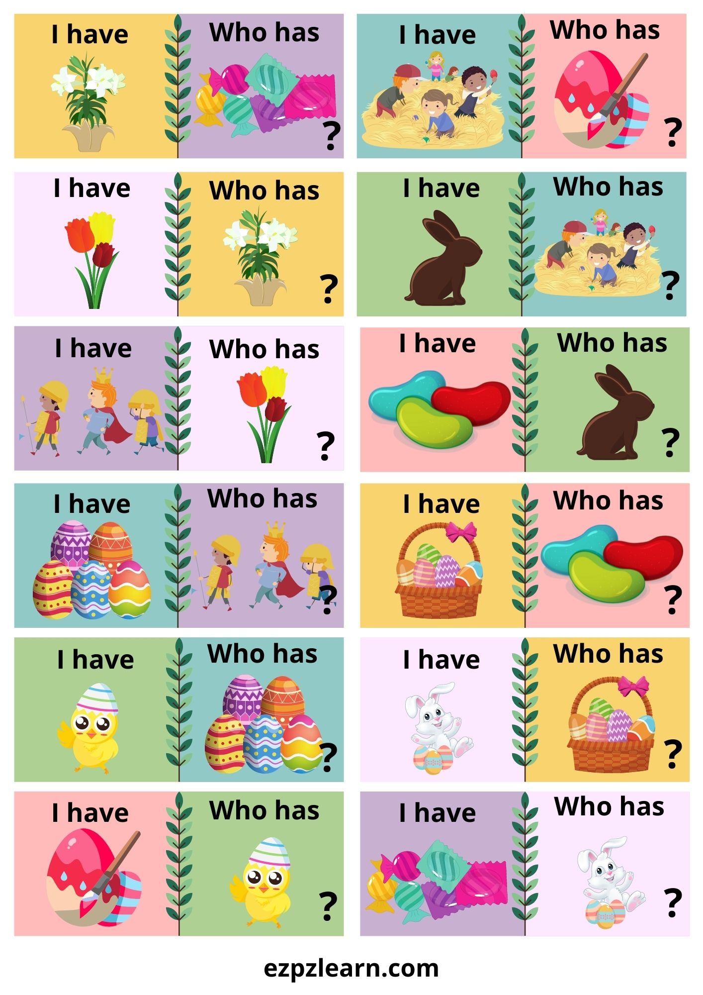 Easter I have Who has Game - Ezpzlearn.com
