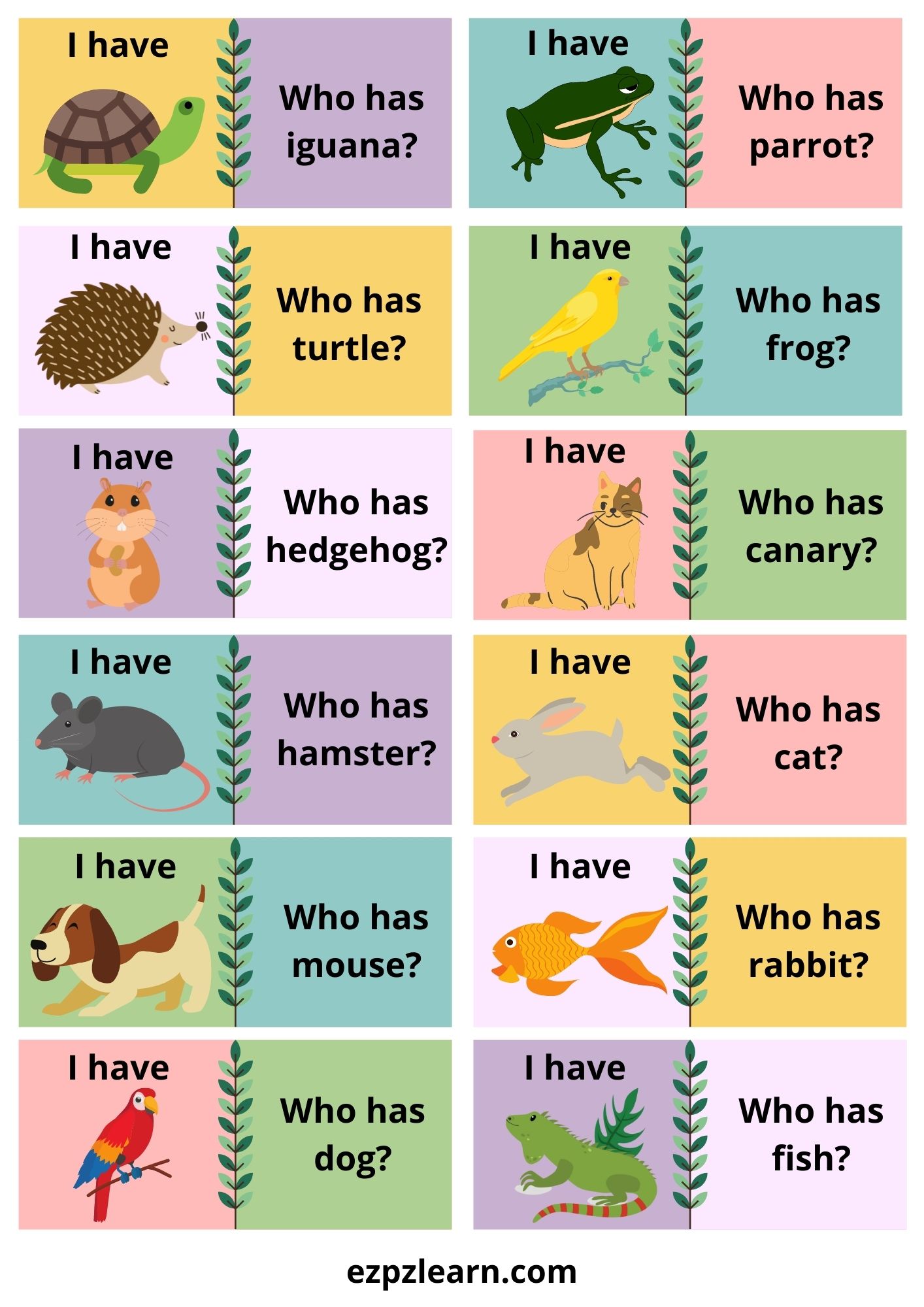 Pets Who Has Game - Ezpzlearn.com