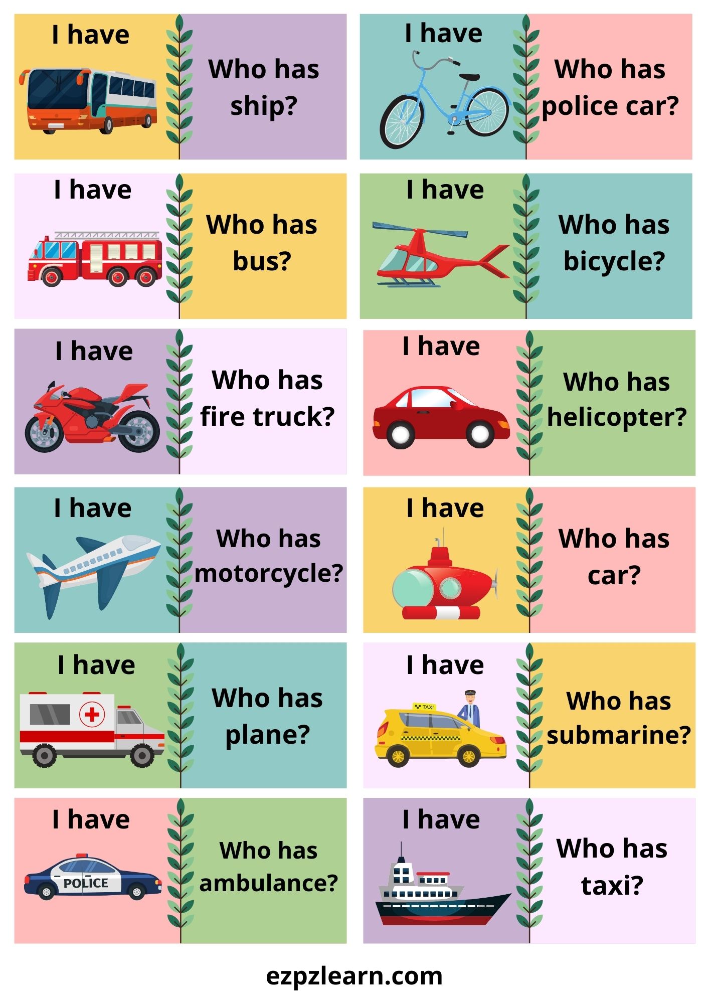 Transport - Ezpzlearn.com