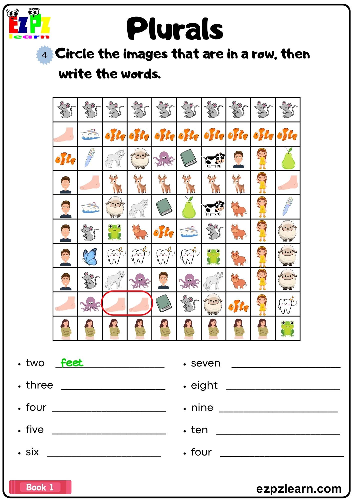 Plural Nouns Circle the Images and Write the Words Grammar Worksheet ...