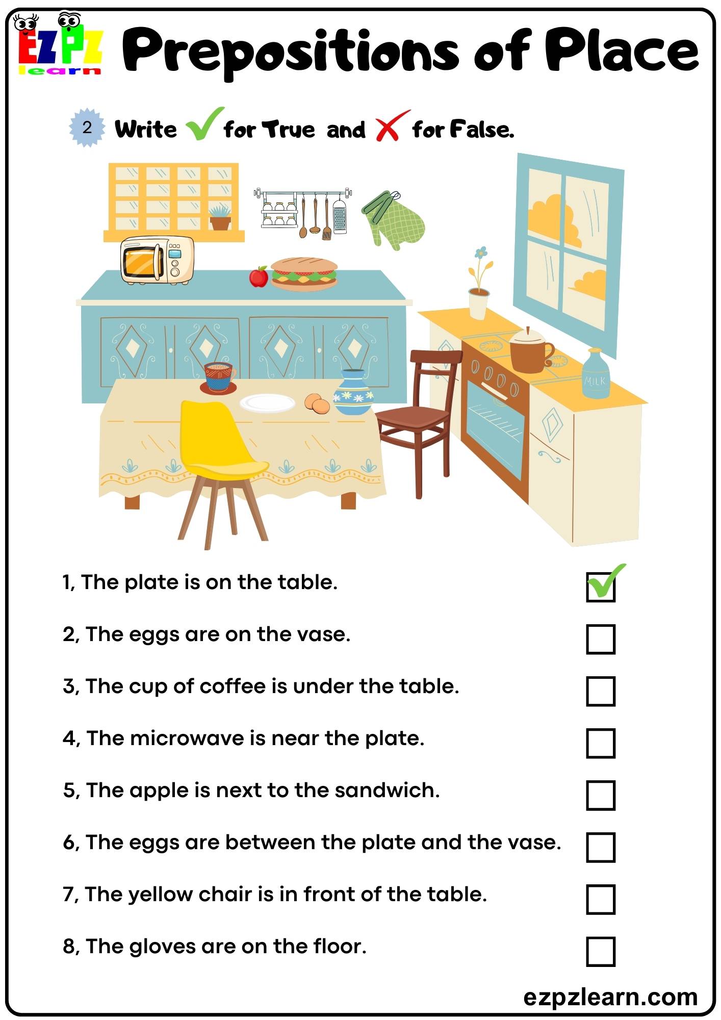 Prepositions of Place Read and Check the Correct Answers Grammar ...