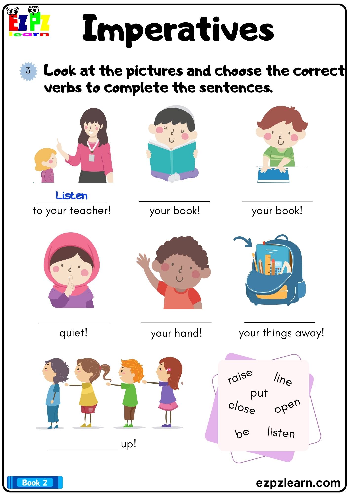 Imperatives Look at the Pictures and Write the Answer Bk2 Downloadable ...