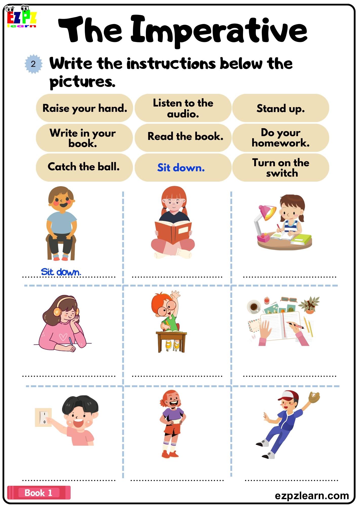 The Imperative Write the Instructions Below the Pictures Grammar ...