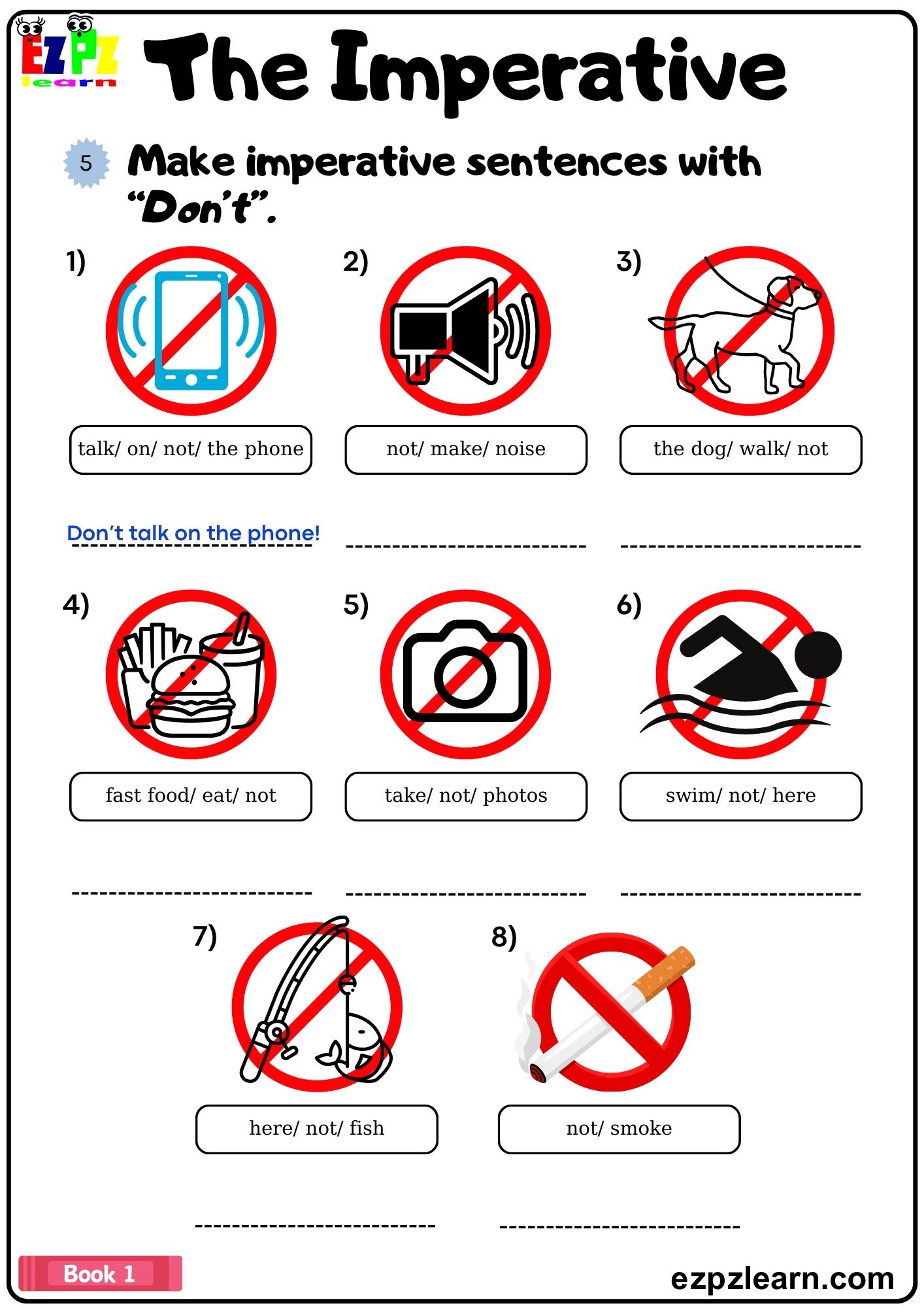 The Imperative Write the Negative with Don't Grammar Worksheet Book 1 ...