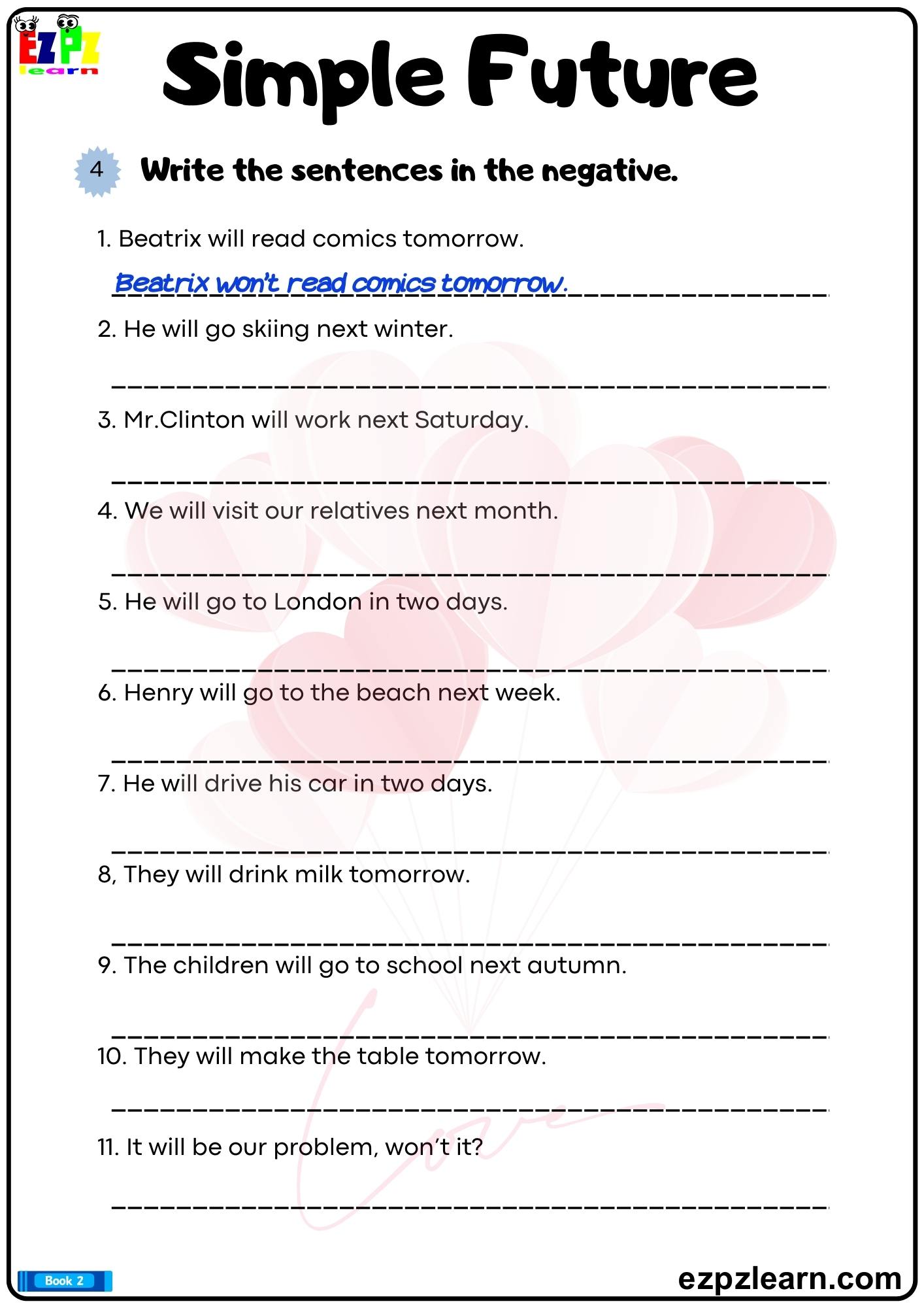 Simple Future Write the words in the correct order. Printable Worksheet ...