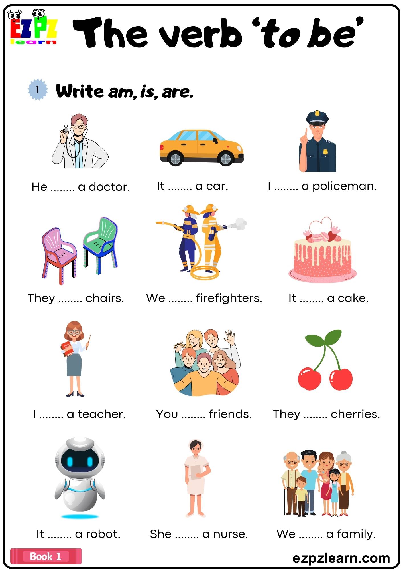 The Verb To Be Simple Present Fill in the Blanks Grammar Worksheet ...